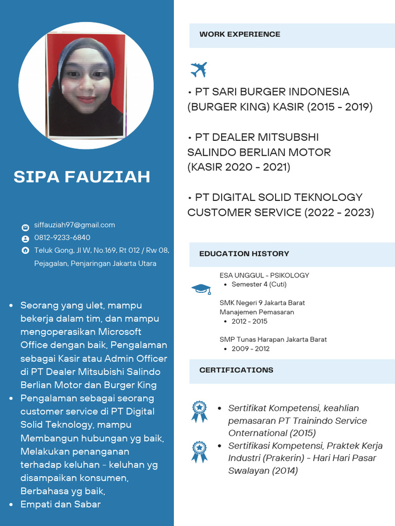 CV - Sipa Fauziah | PDF