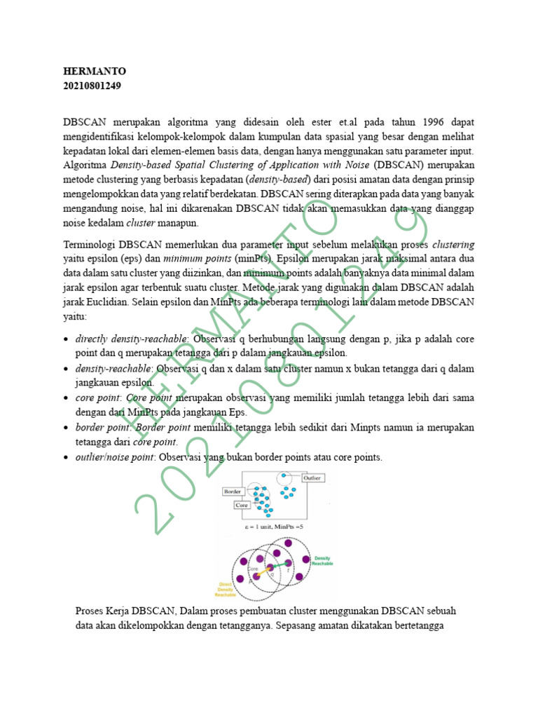 Hermanto 20210801249 Dbscan | PDF | Metode & Bahan Ajar | Sains & Matematika