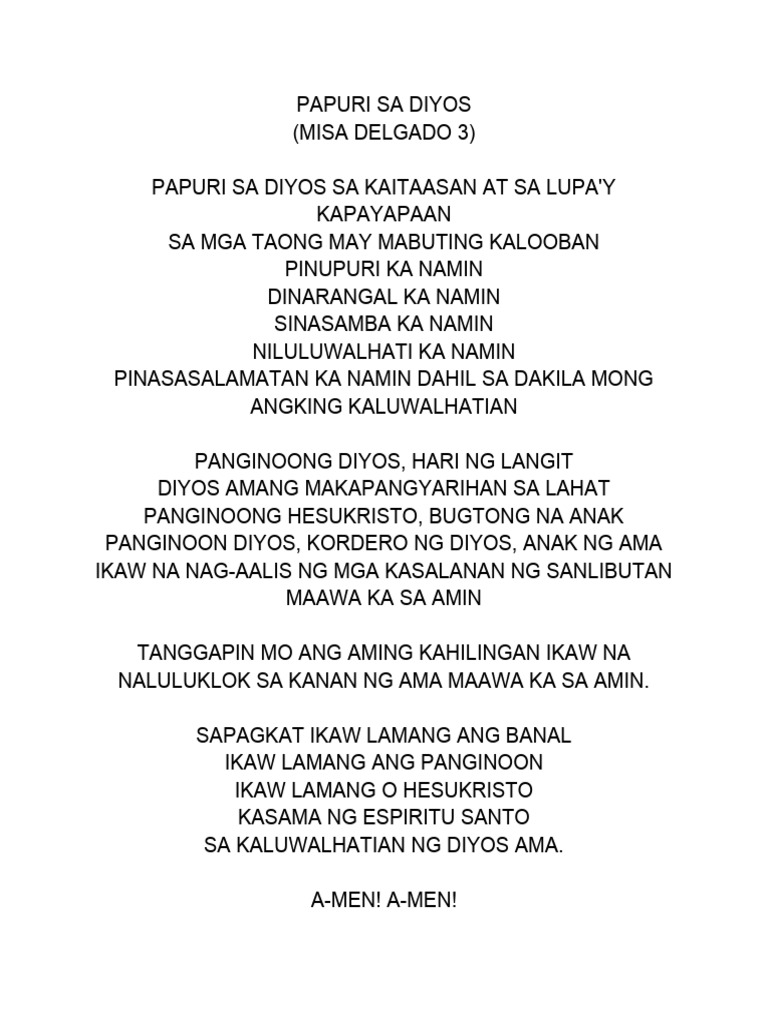 Papuri Sa Diyos | PDF