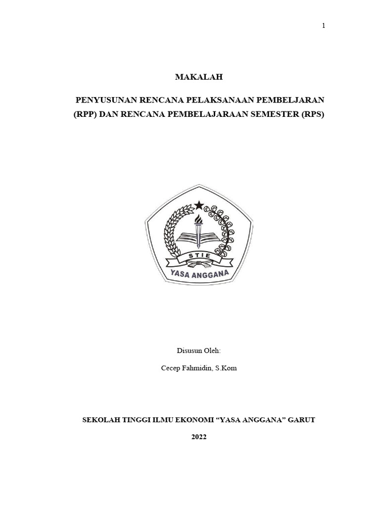 Makalah Penyusunan RPP RPS | PDF