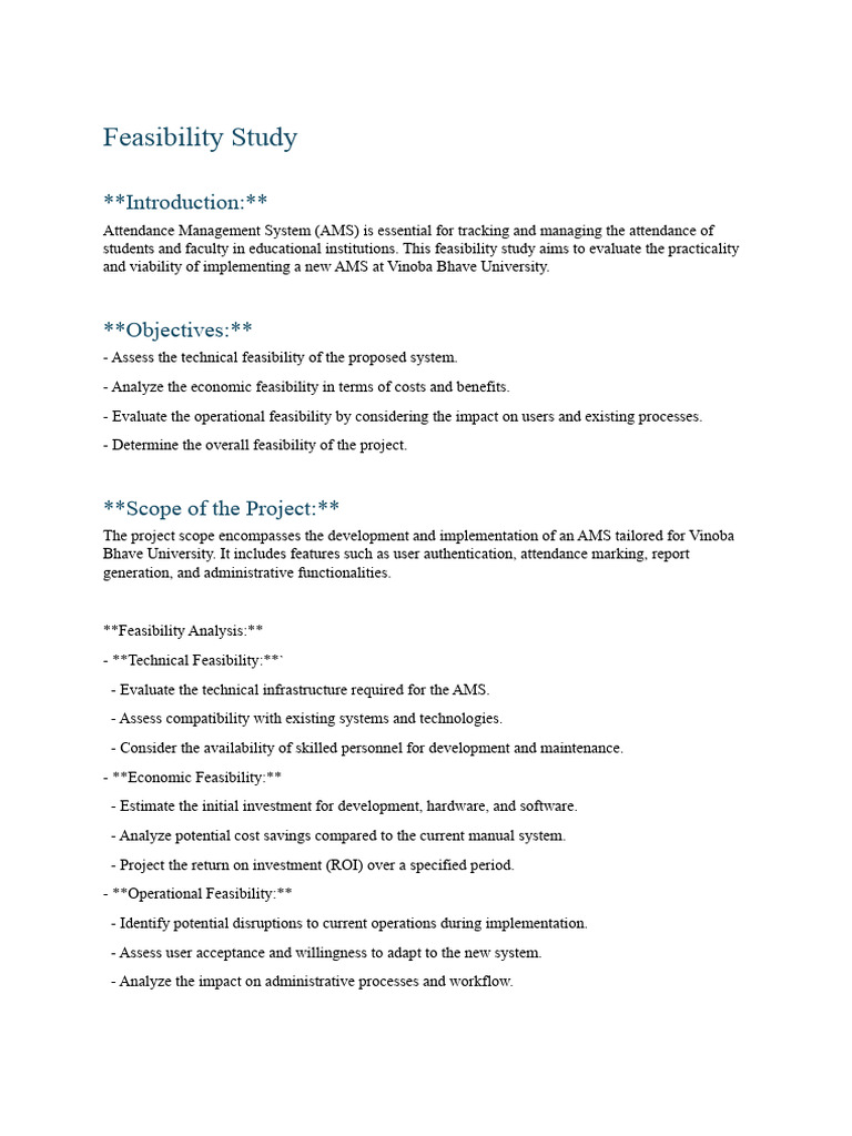 Feasibility Study: Introduction | PDF | Feasibility Study | Data