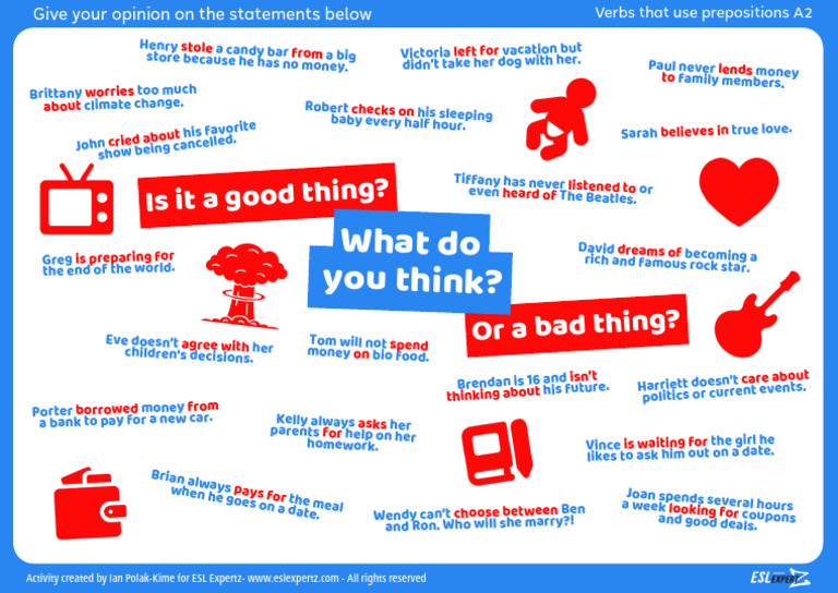 Verb Dependent Prepositions A2 Ejqaut | PDF