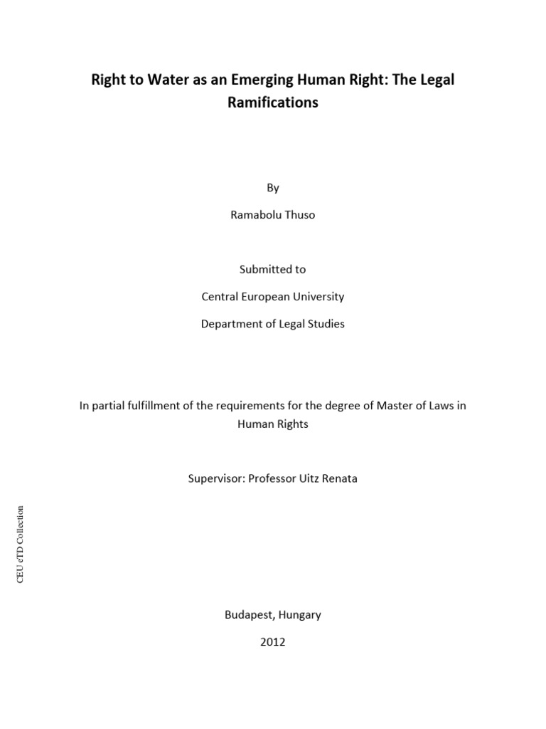 Right to Water: Legal Implications | PDF | Human Rights | International Law