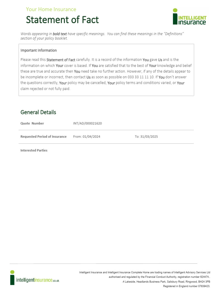 Statement of Fact | Download Free PDF | Insurance | Business