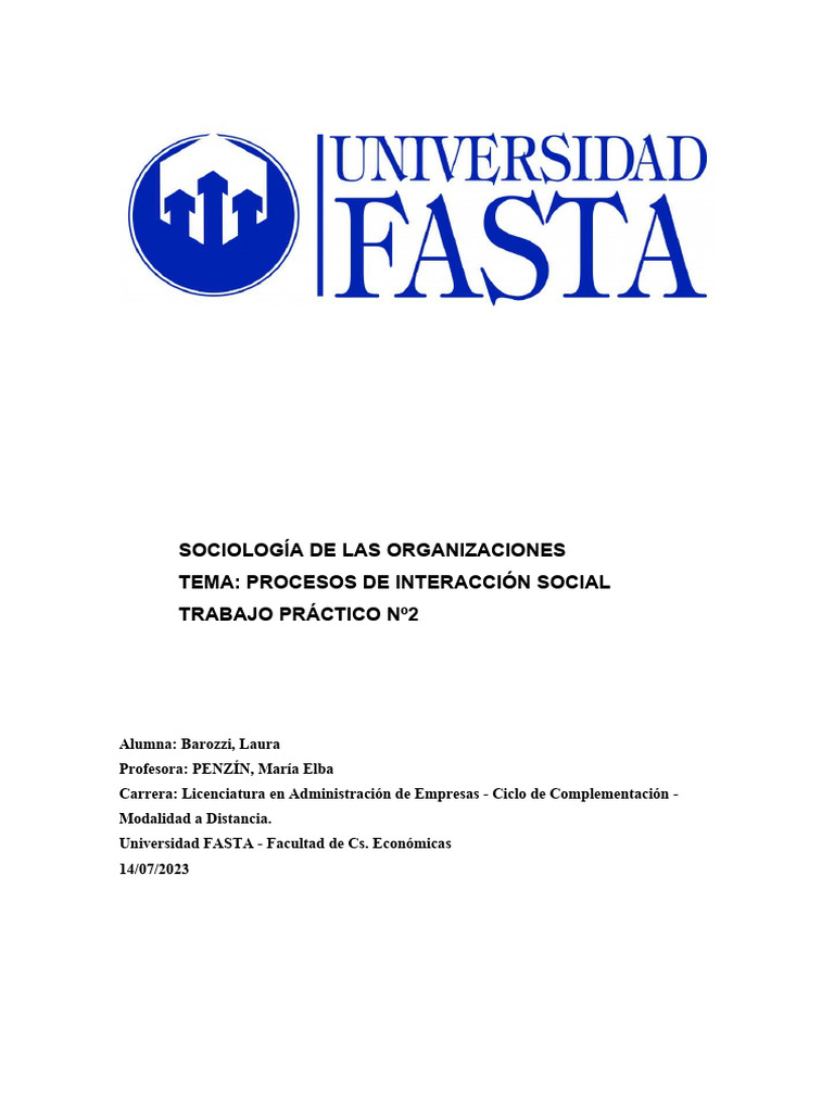 Tp2 - Barozzi | PDF | Estructura social | Sociedad