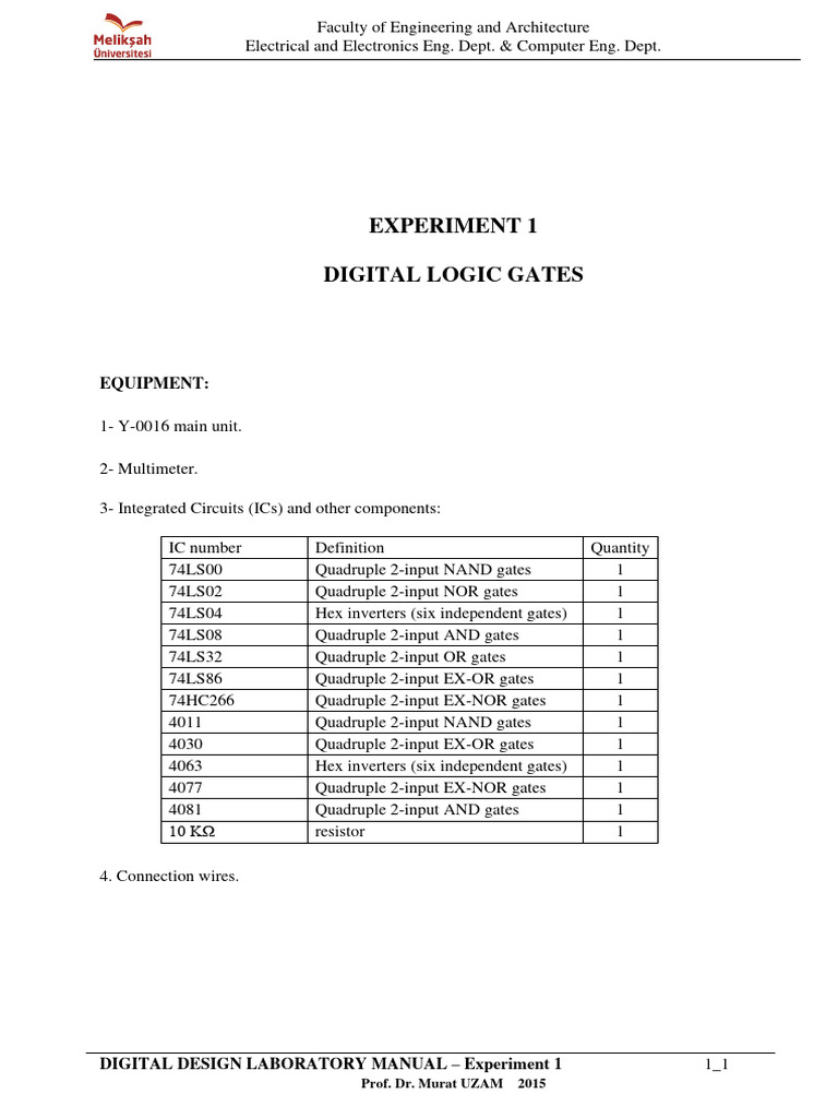 Lab - Manual - DIGITAL LOGIC GATES | PDF | Logic Gate | Digital Electronics