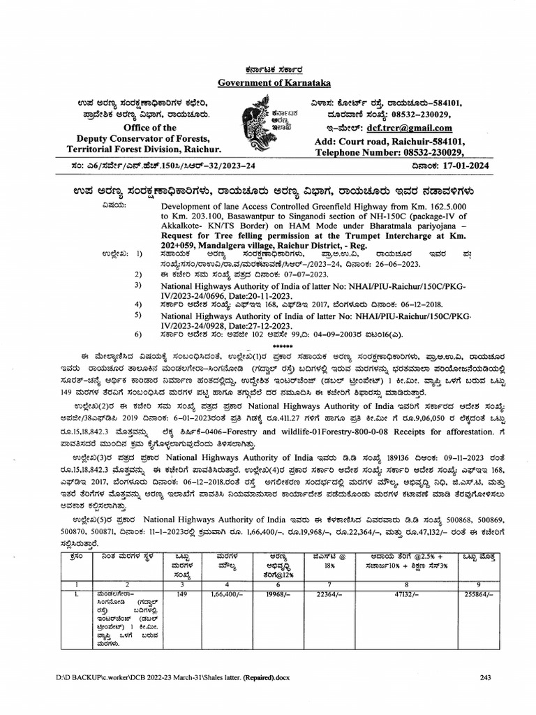 Tree Felling Permission | PDF | Road Infrastructure | Road Transport