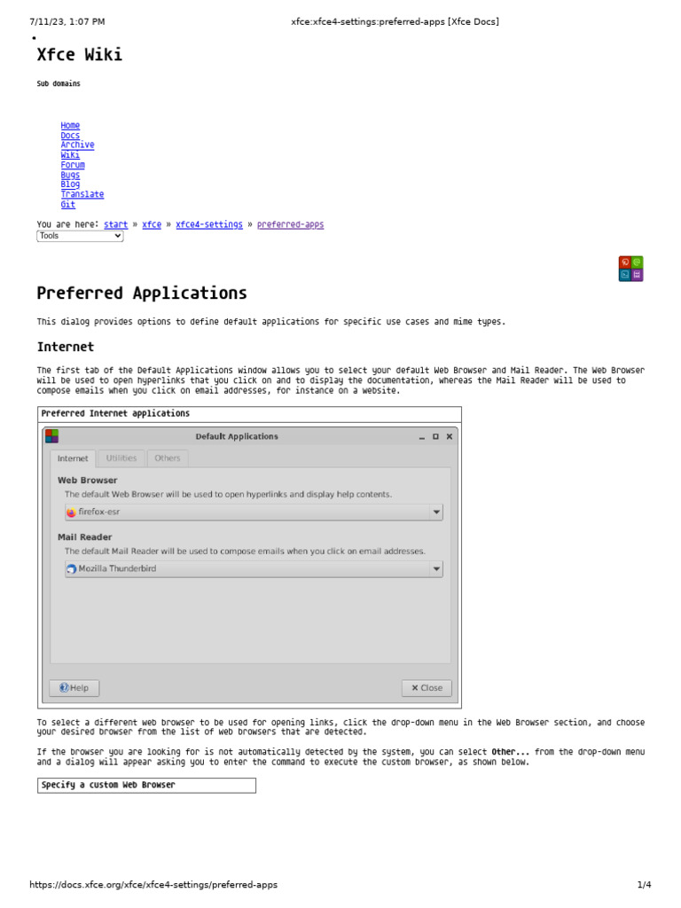 Xfce4-Settings - Preferred-Apps (Xfce Docs) | PDF | World Wide Web ...