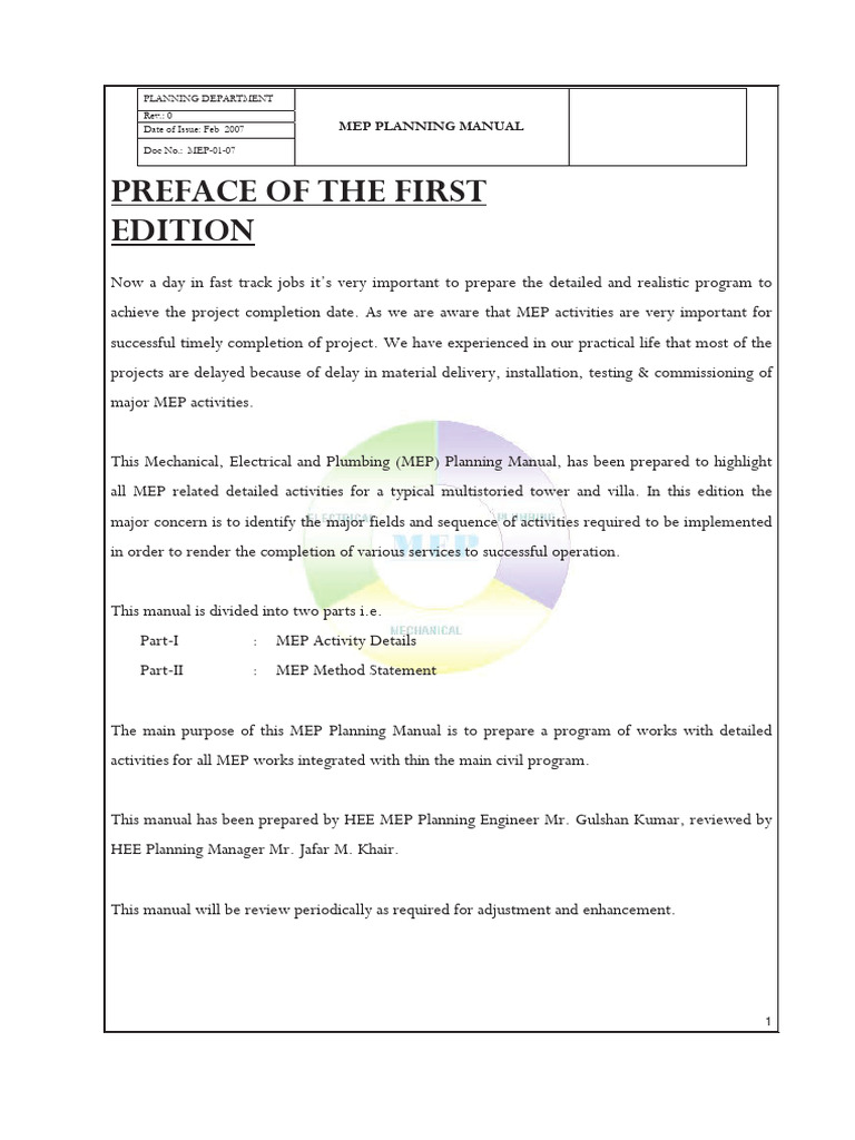 MEP Planning Manual | PDF | Duct (Flow) | Plumbing
