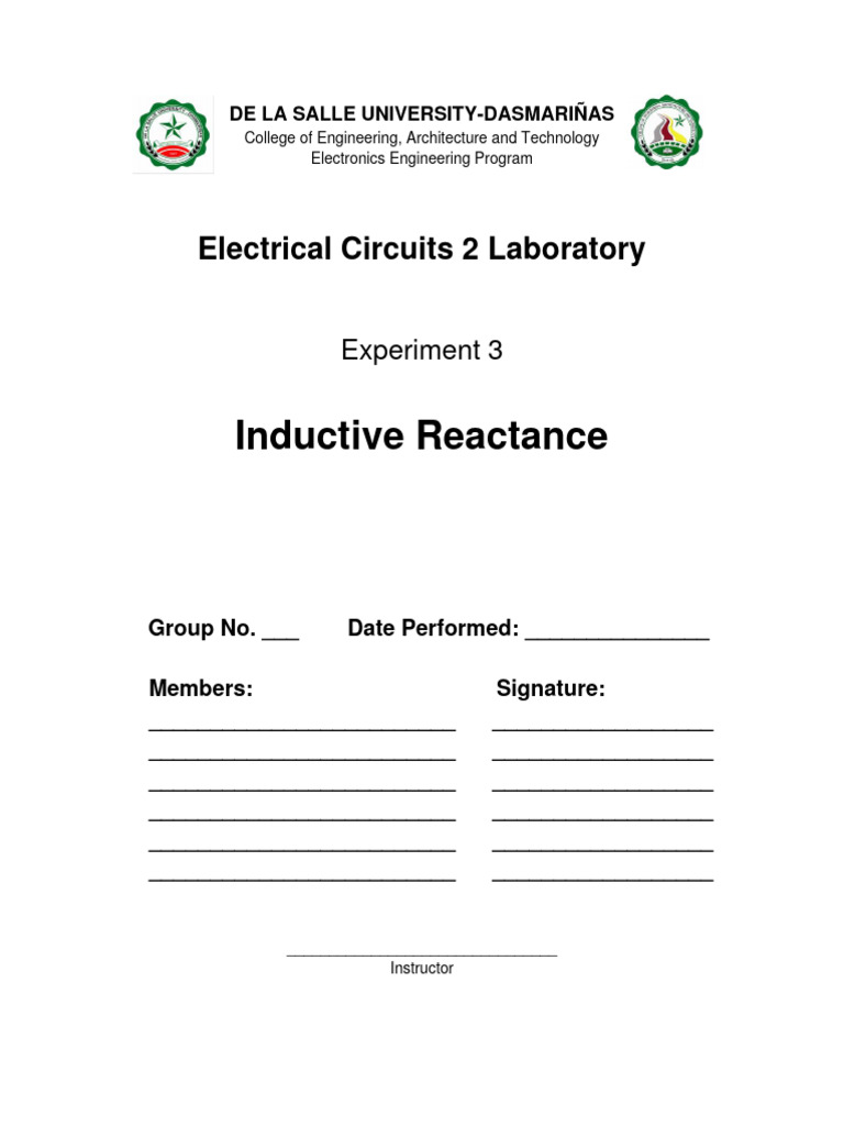 Experiment 3 Inductive Reactance Pdf Inductance Inductor