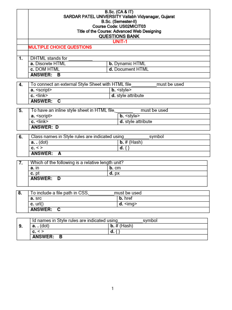 Wad Sem-2(Nep) Question Bank | PDF | Dynamic Html | Computer File Formats