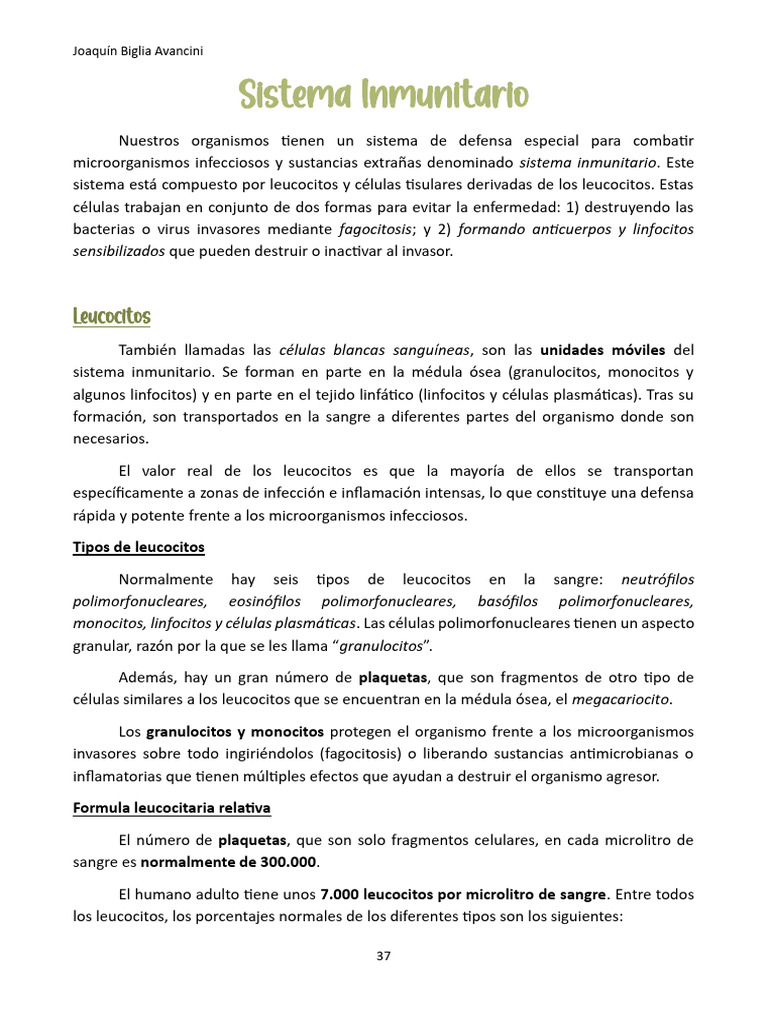 Sistema Inmunitario | PDF | Linfocitos | Leucocito