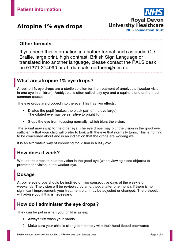 Atropine 1 Eye Drops 609 v2 | PDF | Health Care | Clinical Medicine