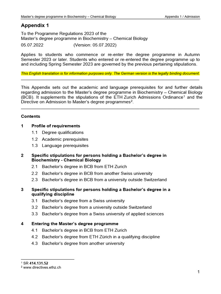 MSC Biochemistry Appendix | PDF | Academic Degree | Bachelor's Degree