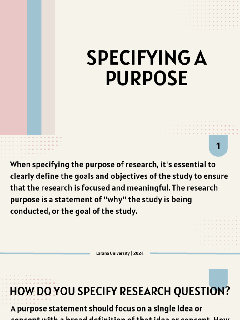 Defining Research Purpose and Objectives | PDF