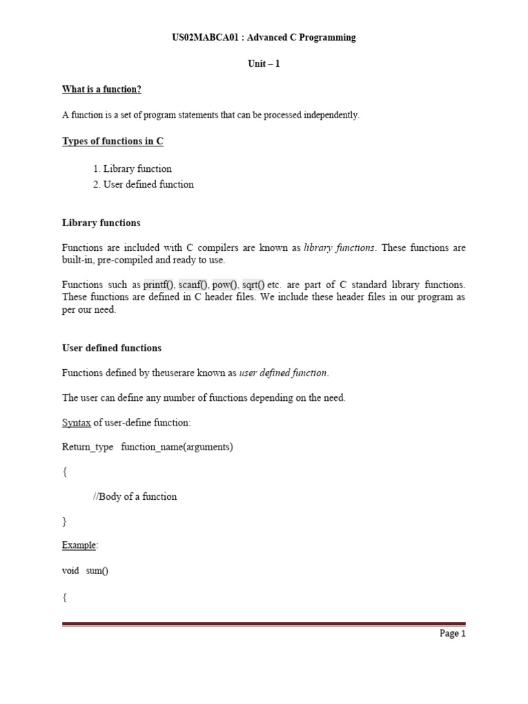 Unit 1 | PDF | Parameter (Computer Programming) | Summation