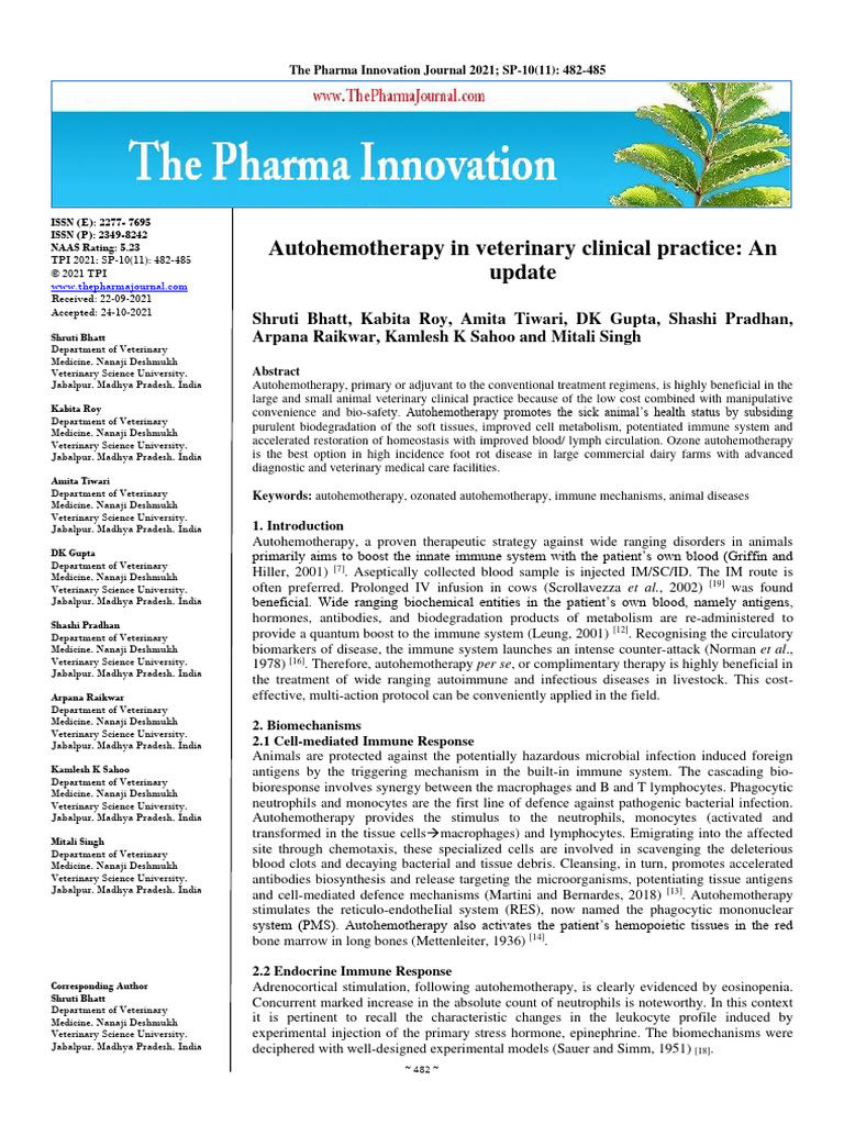 Veterinary Autohemotherapy Update | PDF | Immune System | Monocyte