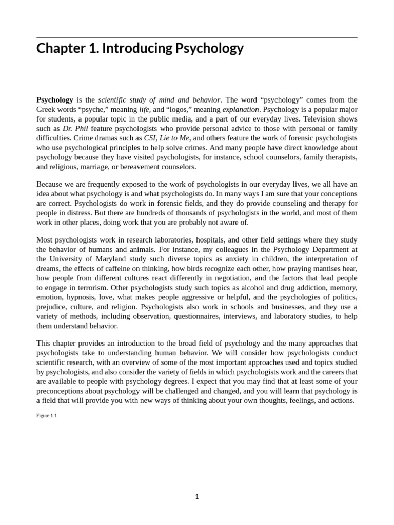 Introduction To Psychology Chapter1 | PDF | Psychology | Psychodynamics