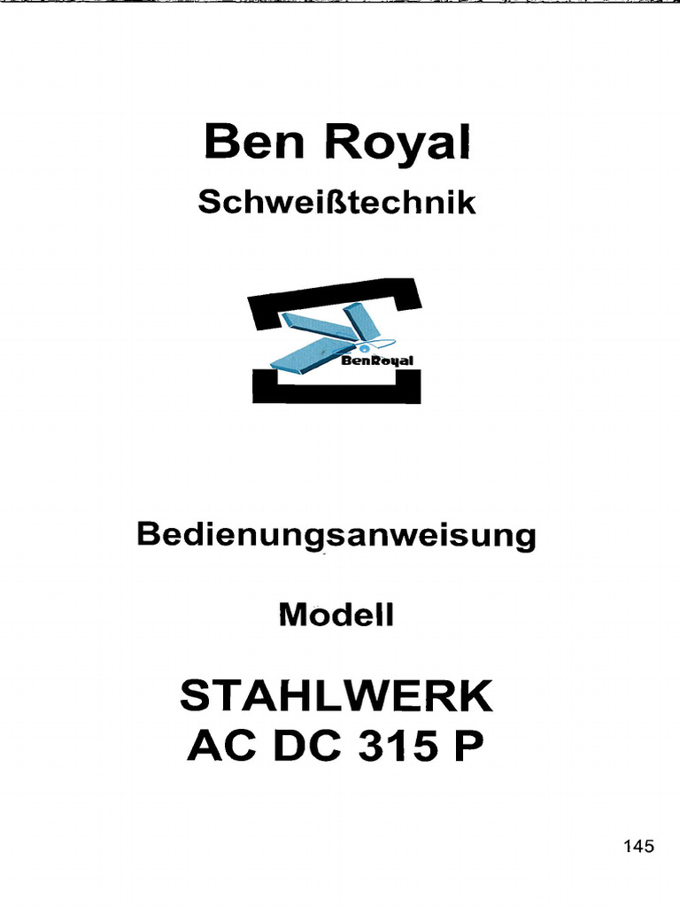 Bedienungsanweisung - Modell Stahlwerk - AC DC 315 P | PDF
