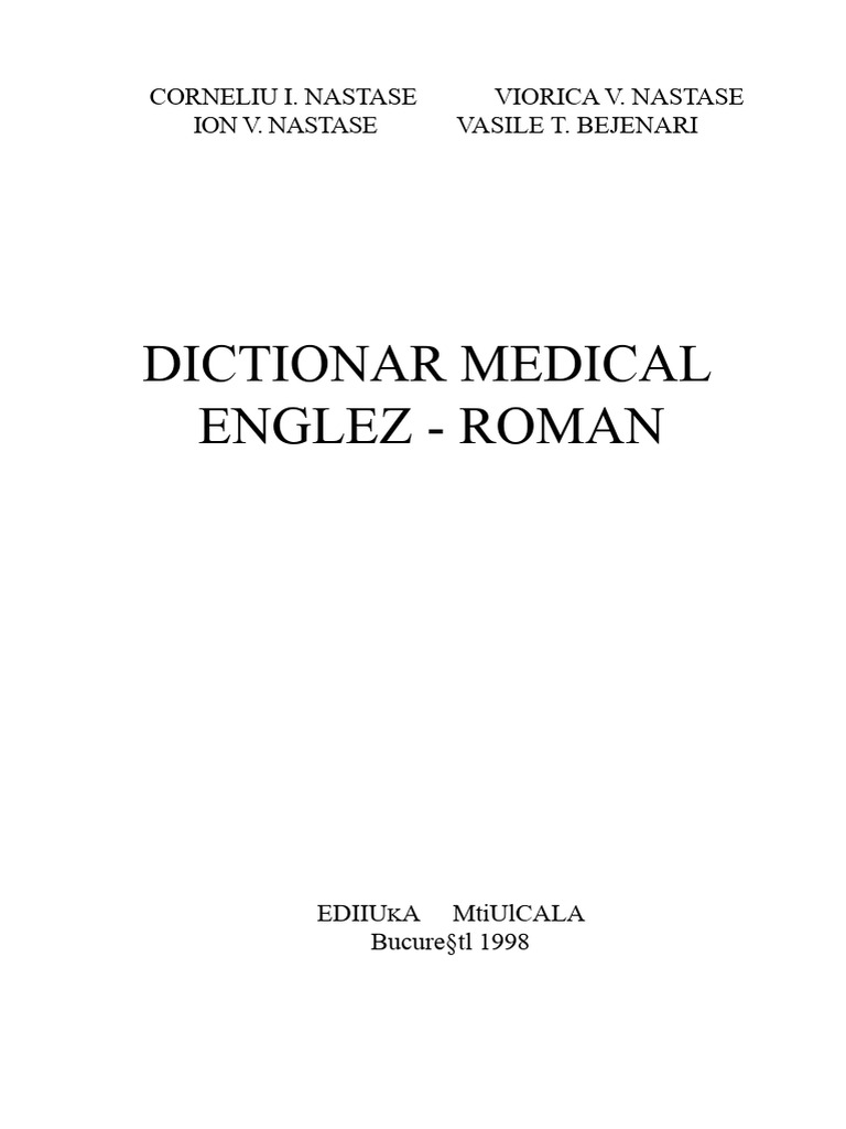 Dictionar Medical Englez-Roman | PDF