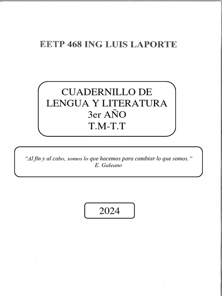 Cuadernillo de Lengua y Literatura 3er Año | PDF