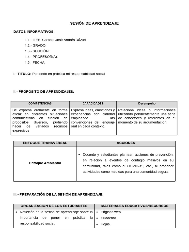 Tutoría Responsabilidad Social | PDF | Maestros | Aprendizaje