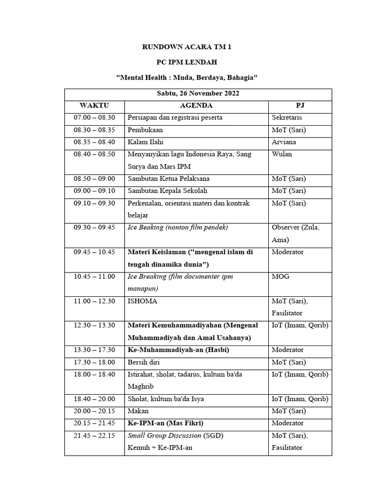 Rundown TM 1 | PDF