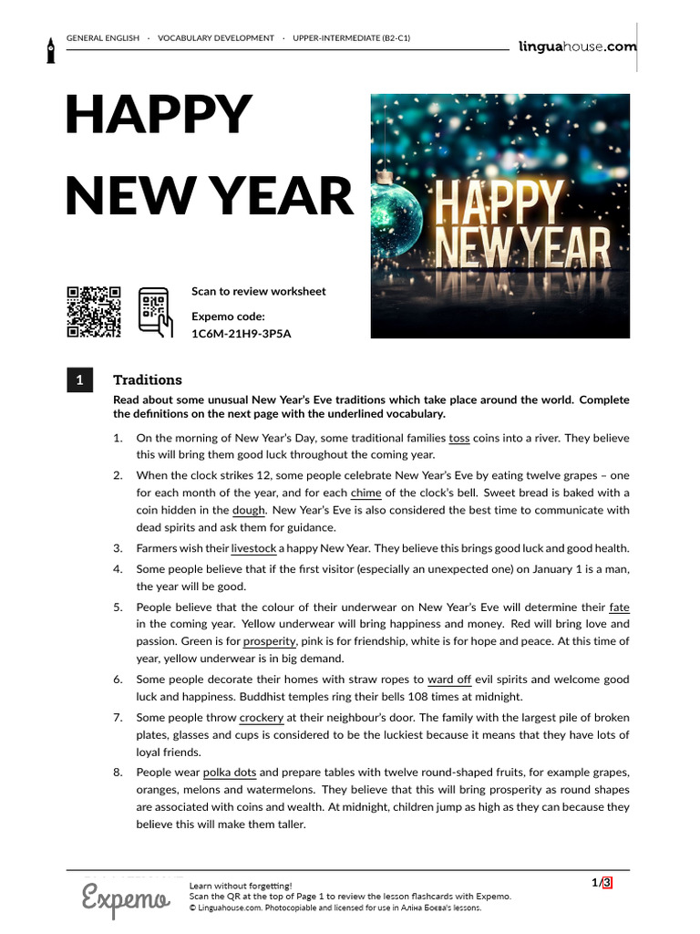 Happy New Year British English Student Pdf