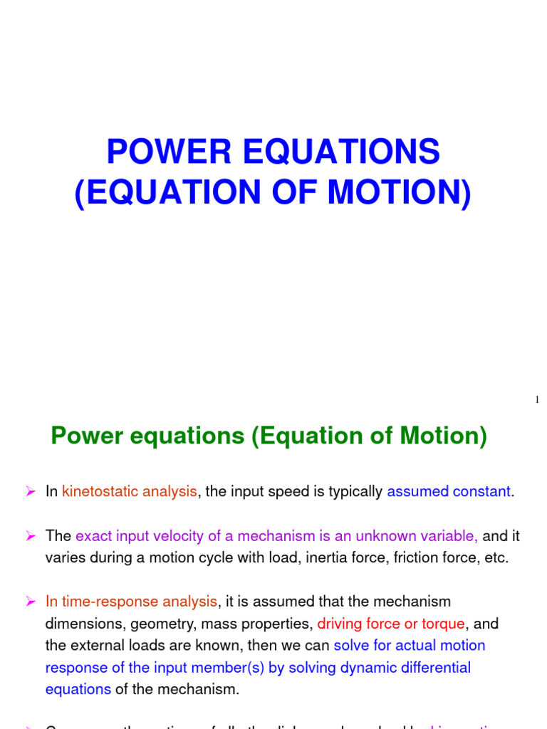 Power Equations in Motion Analysis | PDF | Force | Electric Motor