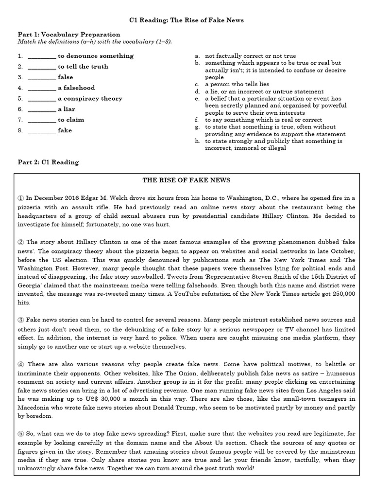 C1 Reading - The Rise of Fake News | PDF | News
