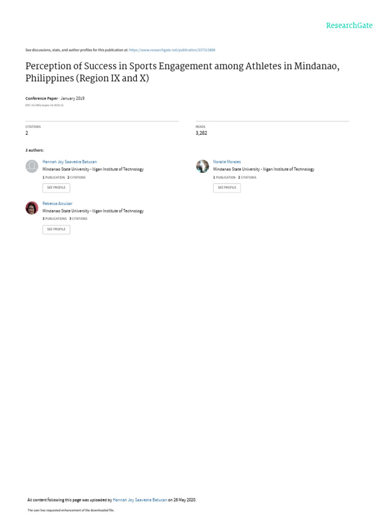 Perception of Success in Sports Engagement Among A | PDF | Emotions ...