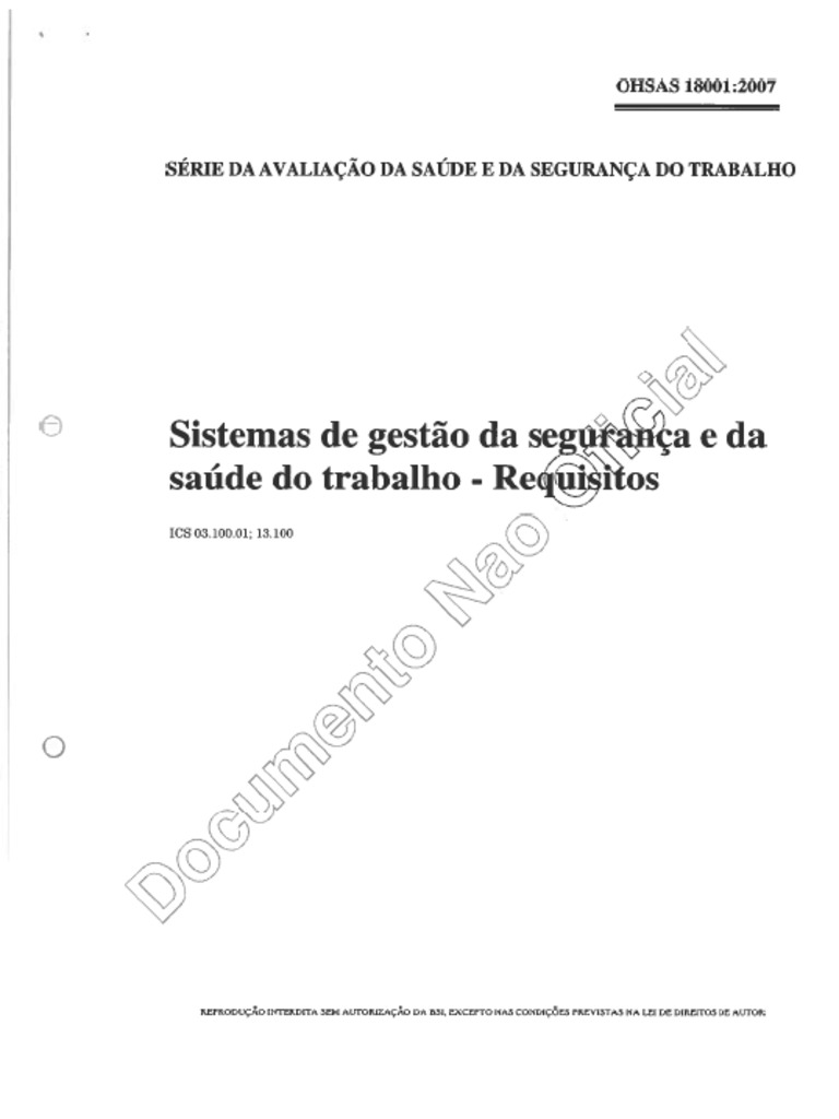 Ohsas 18001 - 2007 | PDF