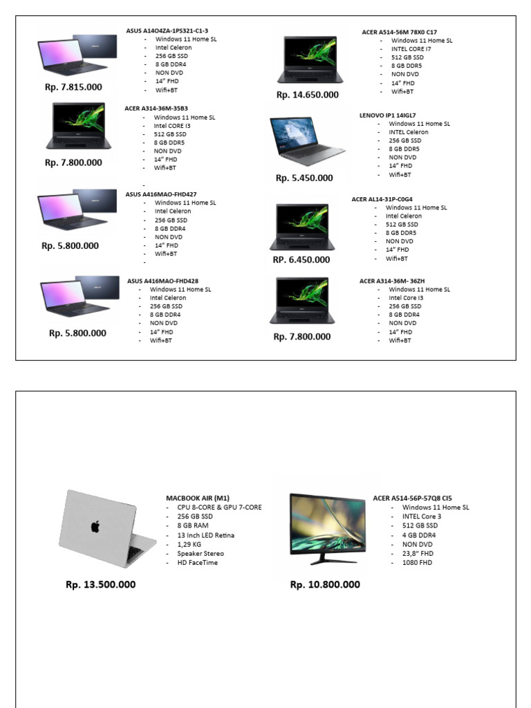 Brosur Notebook ACER | PDF | Personal Computers | Computing