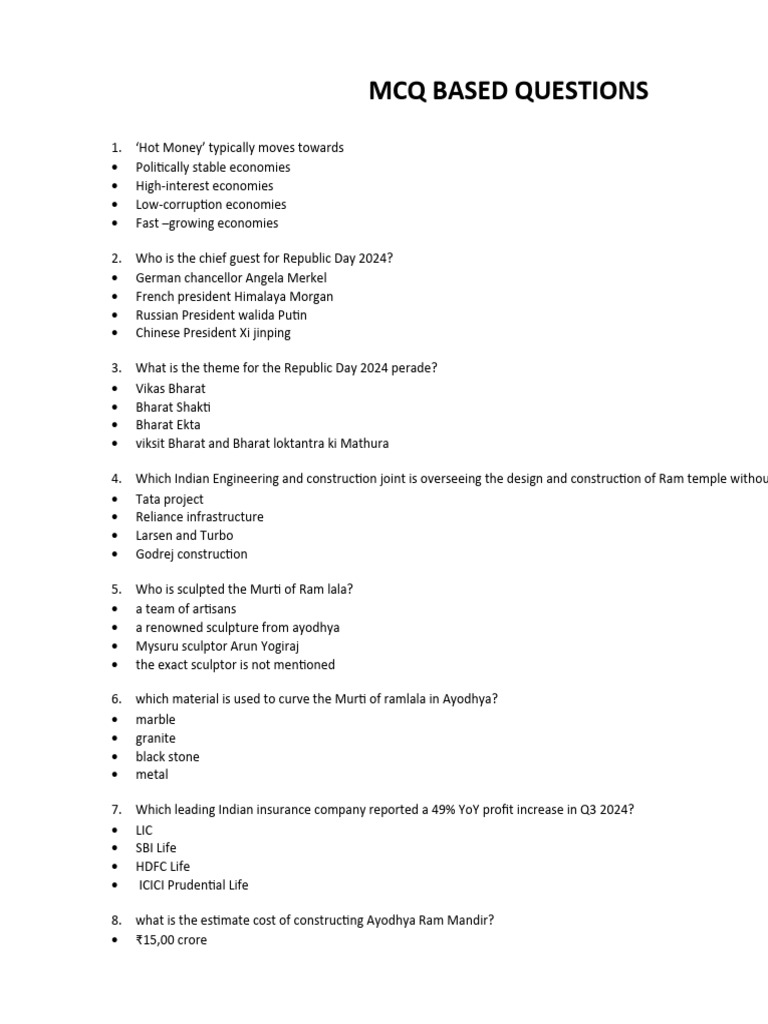 MCQ Questions | PDF | Economies