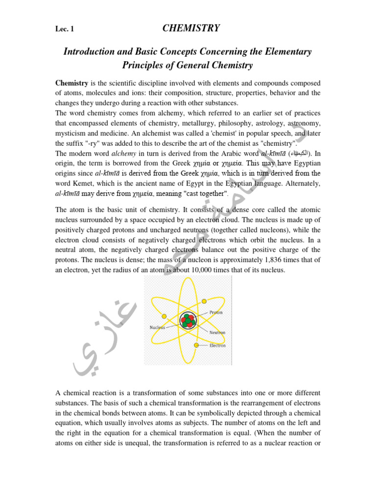 LEC.1 | PDF | Chemistry | Atoms