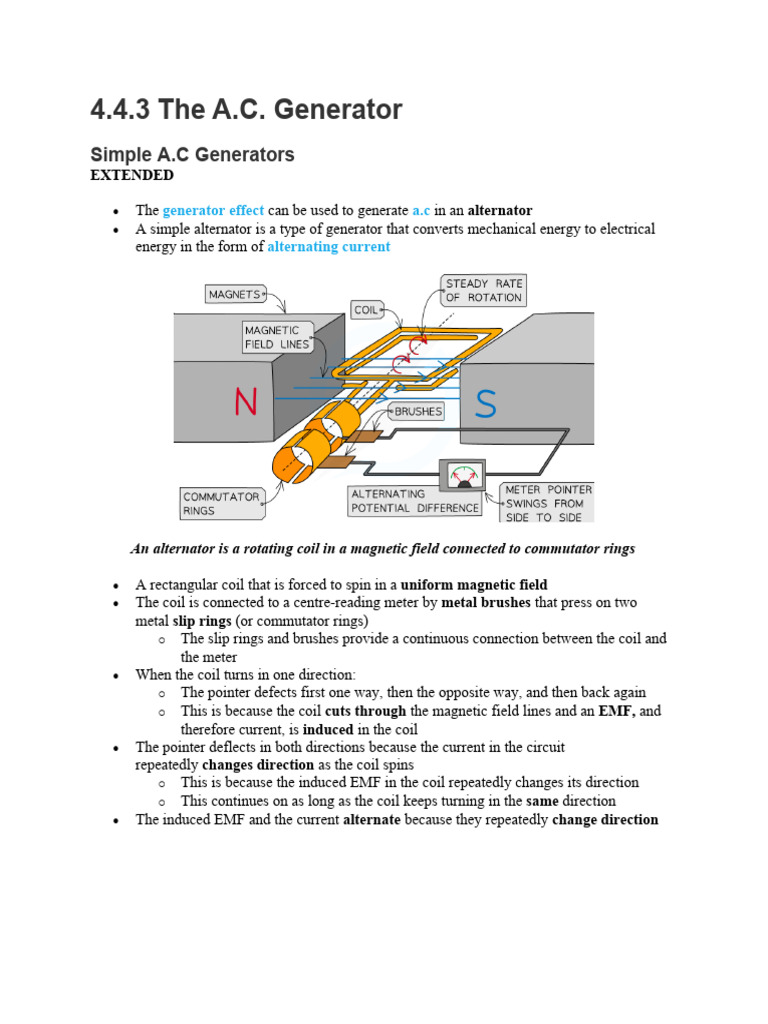 4.4.3 The A.C. Generator | PDF | Electric Generator | Electric Motor