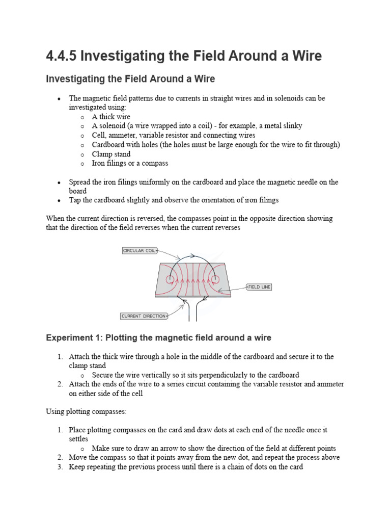 4.4.5 Investigating The Field Around A Wire | PDF | Compass | Wire