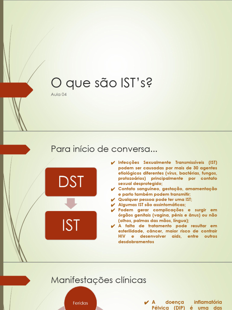 Aula 4 O Que Sao ISTs | PDF | Infecção sexualmente transmissível | HIV/AIDS