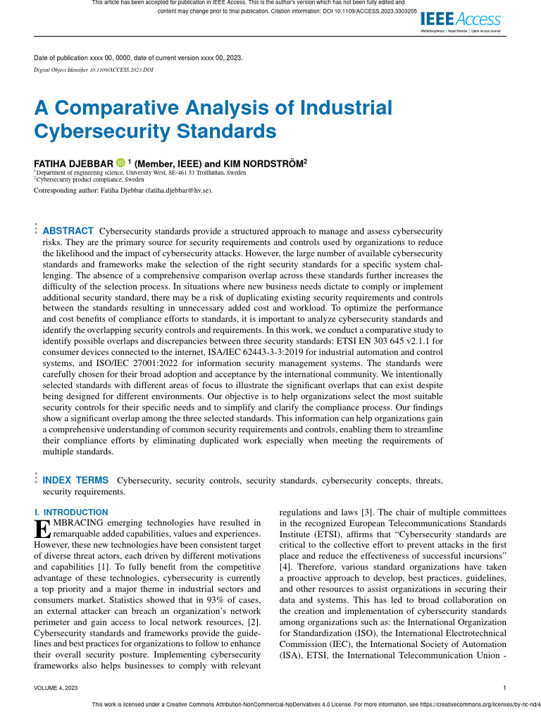 A Comparative Analysis Of Industrial Cybersecurity Pdf Computer