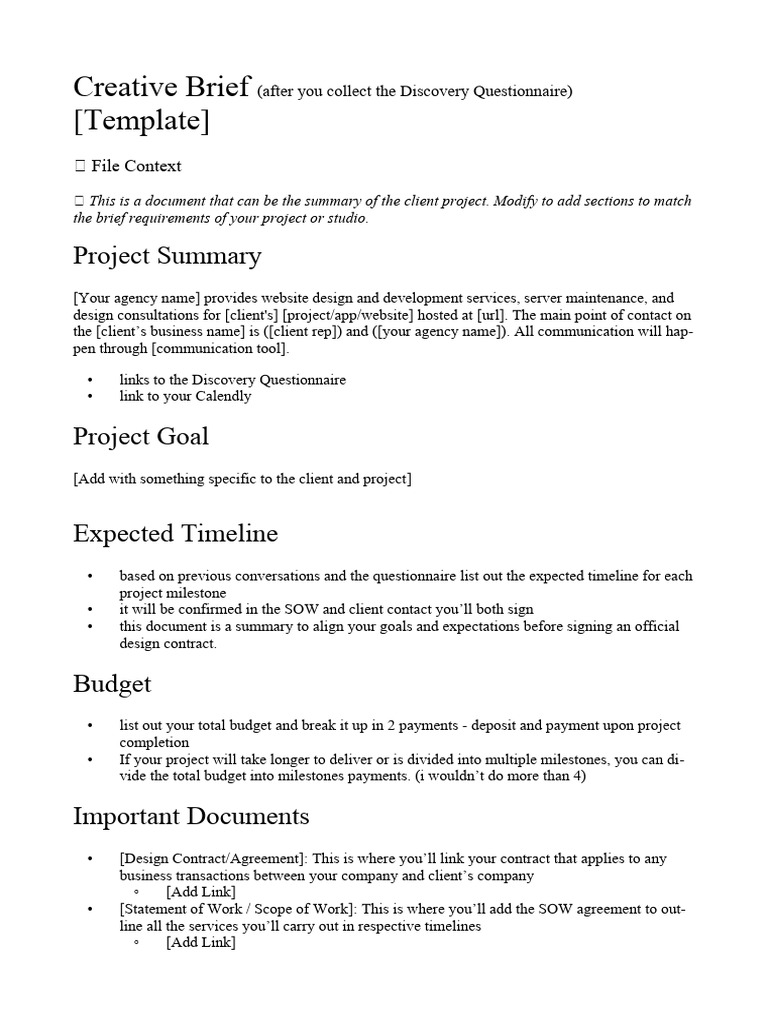 Creative Brief [Template] | PDF | Computing | Business