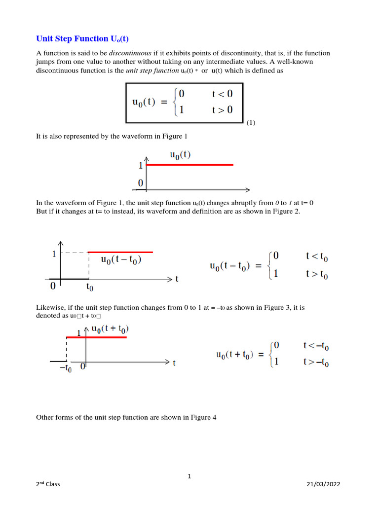 Unit Step Functions | PDF | Summation | Function (Mathematics) Unit Step Functions | PDF | Summation | Function (Mathematics)