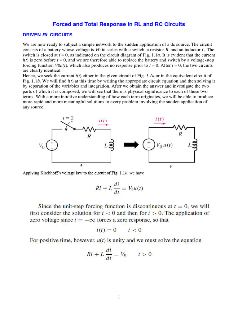 Forced and Total Response in RL and RC Circuits | PDF | Electrical ...