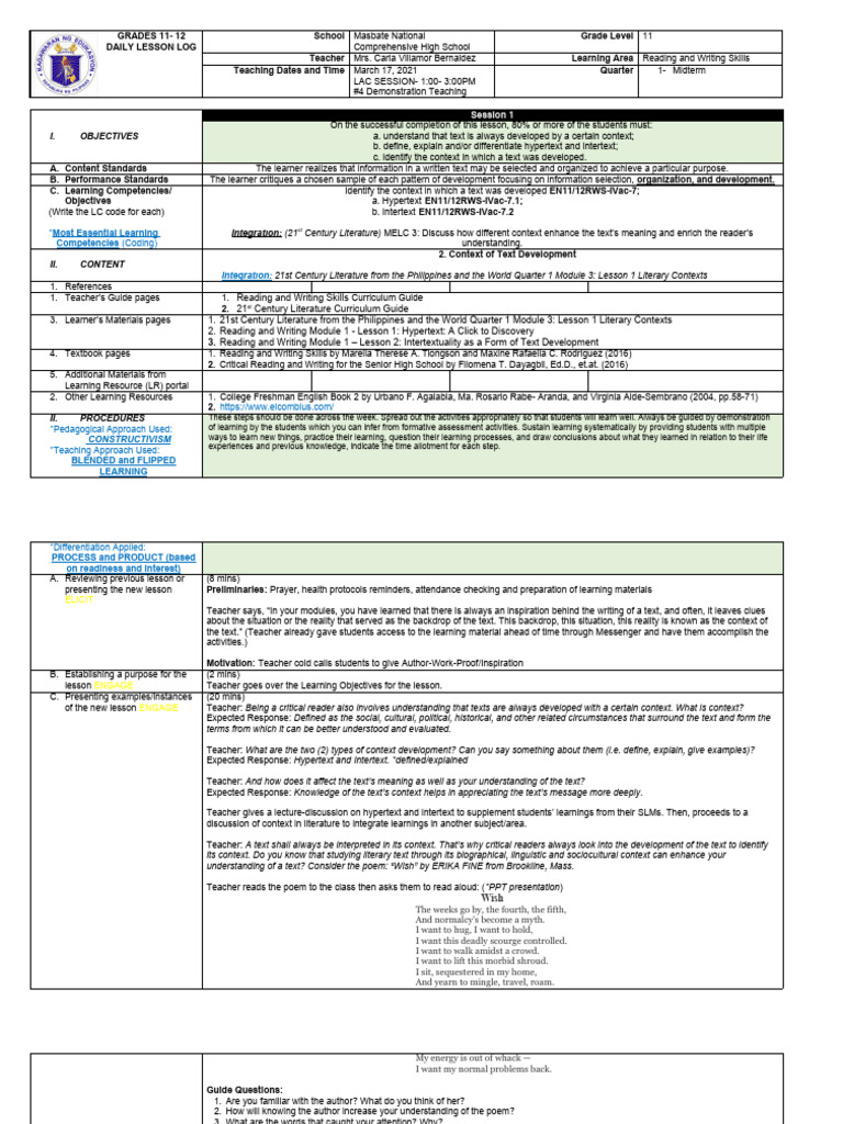 RWS DLL Cot New Normal | PDF | Learning | Intertextuality