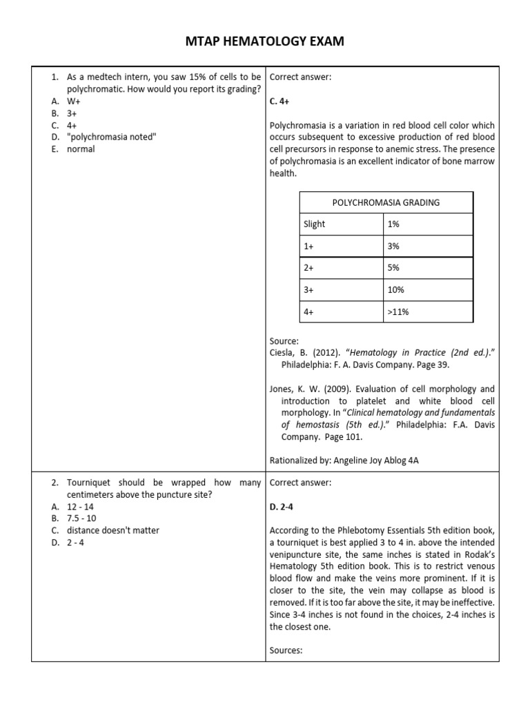 Mtap Hematology Assesment Quiz 1 | PDF | Anemia | Nicotinamide Adenine ...