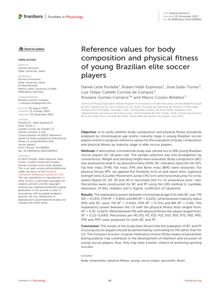 Reference Values For Body Composition and Physical | PDF | Body Mass ...