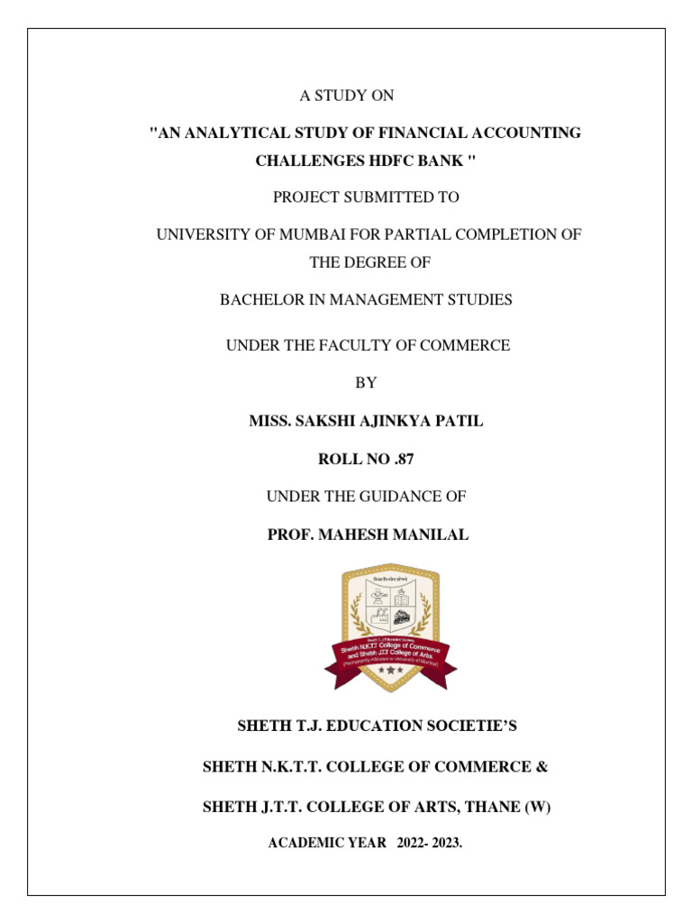 Financial Accounting Challenges at HDFC Bank | PDF