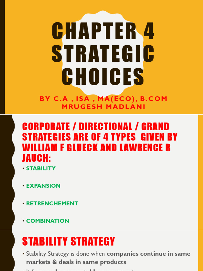 Strategic Choices by Glueck & Jauch | PDF | Mergers And Acquisitions ...