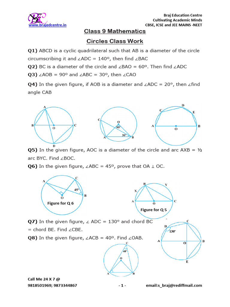 Diameter of a Circle Worksheet | PDF