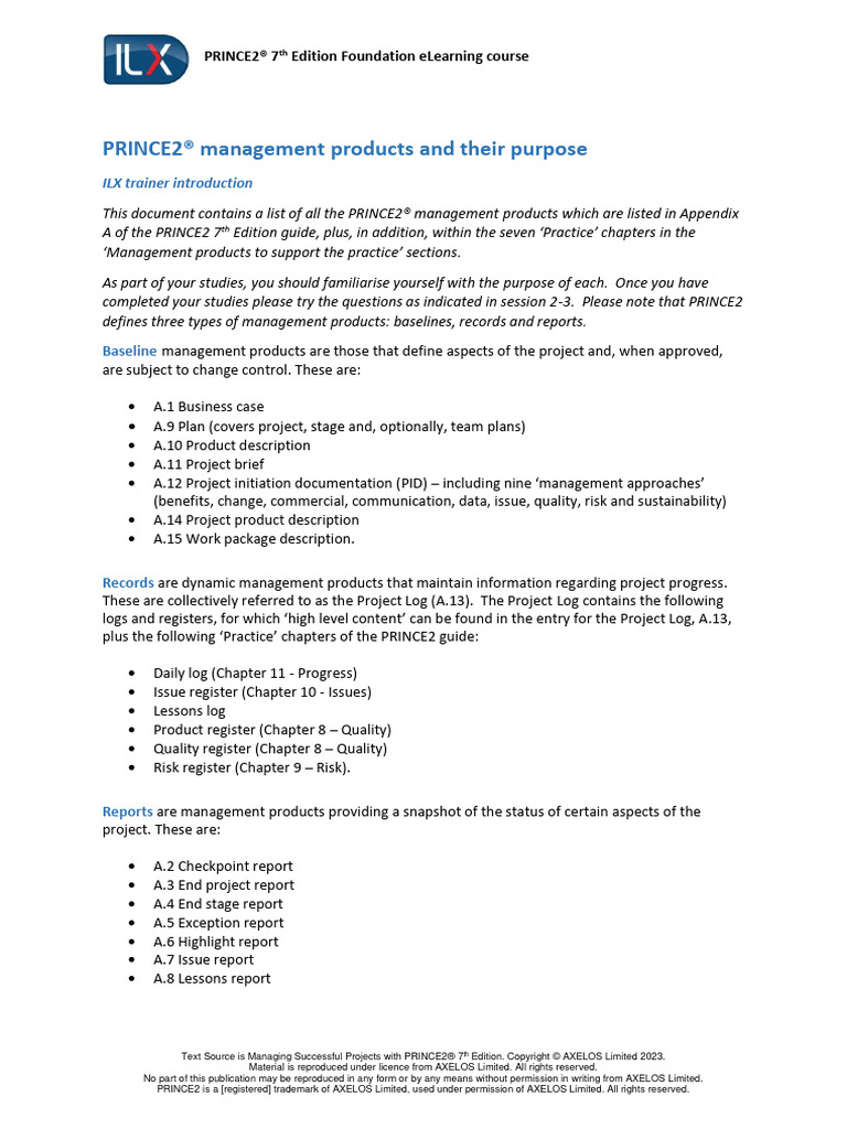 PRINCE2 Management Products | Download Free PDF | Economies | Business