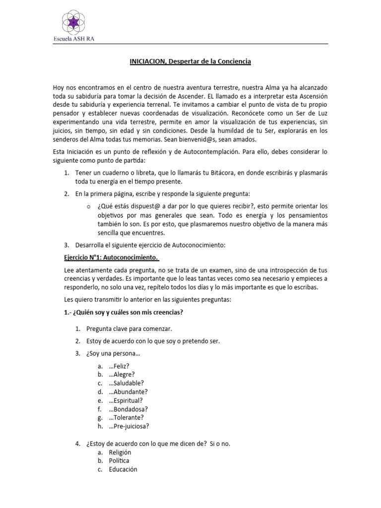Ejercicio N°1 - Autoconocimiento | PDF